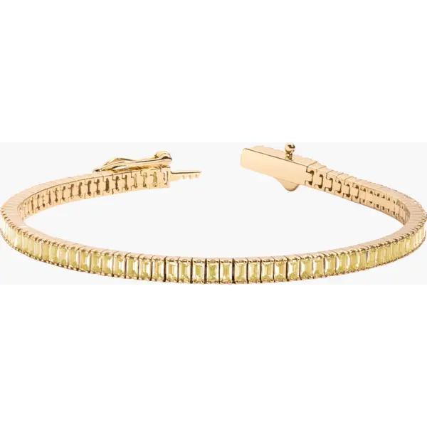 AURATE Lab Grown Baguette Tennis Bracelet - Yellow Gold Vermeil