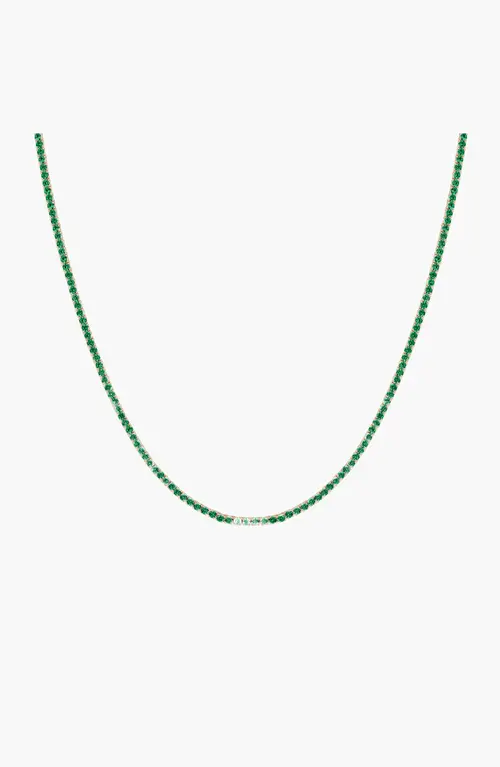 AURATE Lab Grown Tennis Necklace - Green Emerald