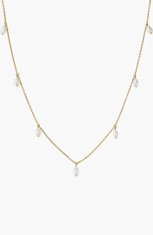 Mejuri Tiny Pearl Station Necklace - 18k Gold Vermeil/pearl