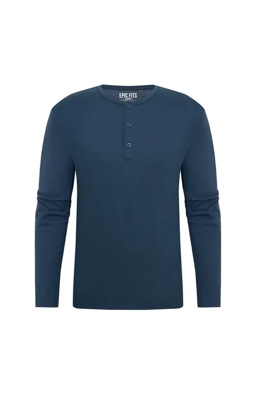 EPIC FITS Long Sleeve Henley - Slate Blue