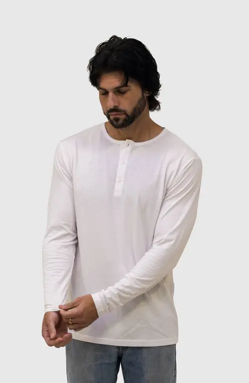 EPIC FITS Long Sleeve Henley - White