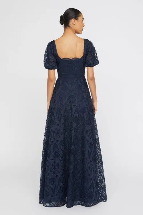 Theia Dominique Puff Sleeve Gown