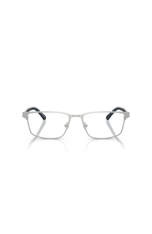 Emporio Armani Rectangle Full Rim Metal Eyeglasses - Silver