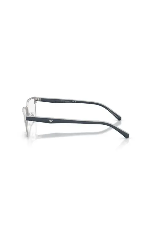Emporio Armani Rectangle Full Rim Metal Eyeglasses - Silver
