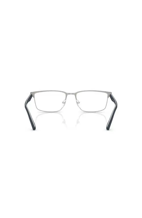 Emporio Armani Rectangle Full Rim Metal Eyeglasses - Silver