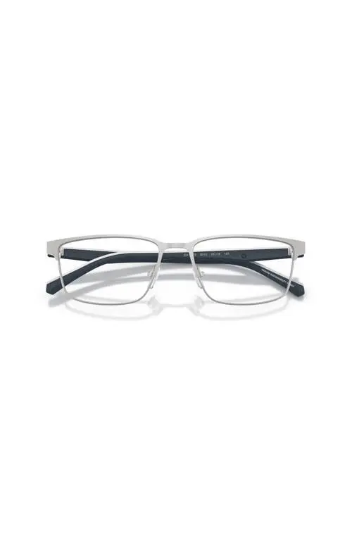 Emporio Armani Rectangle Full Rim Metal Eyeglasses - Silver
