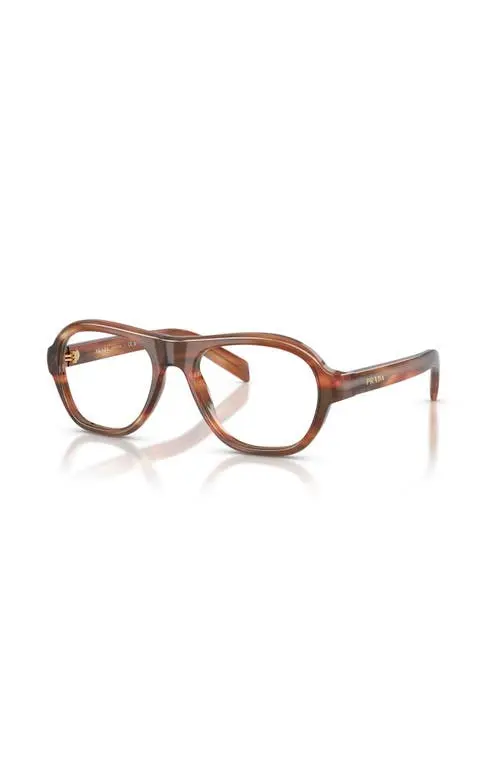 Prada 54mm Rectangle Eyeglasses - Brown