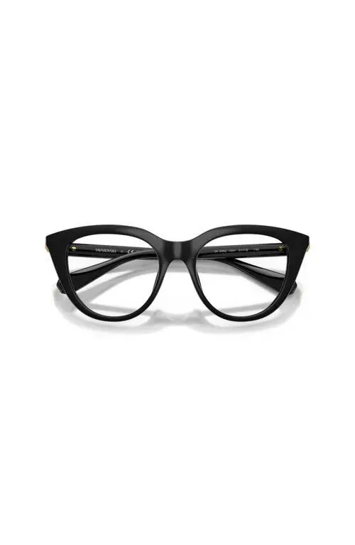 SWAROVSKI 49mm Cat Eye Optical Glasses - Black