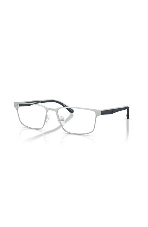 Emporio Armani 54mm Rectangle Full Rim Eyeglasses - Silver