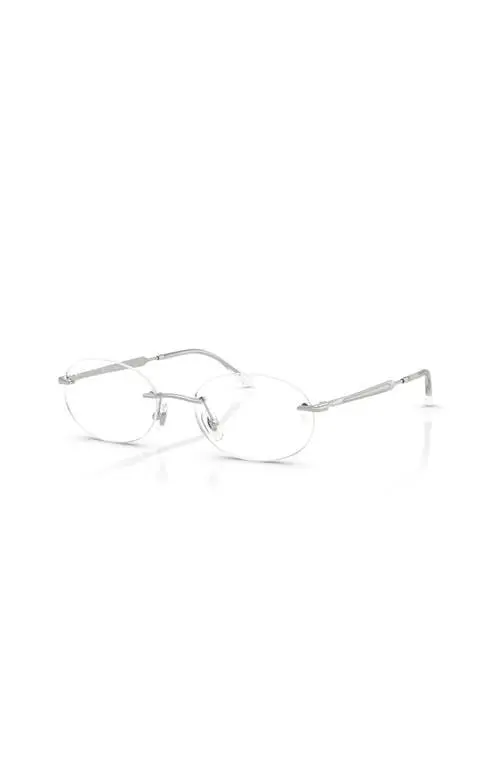 Ray-ban 50mm Oval Rimless Optical Glasses - Silver