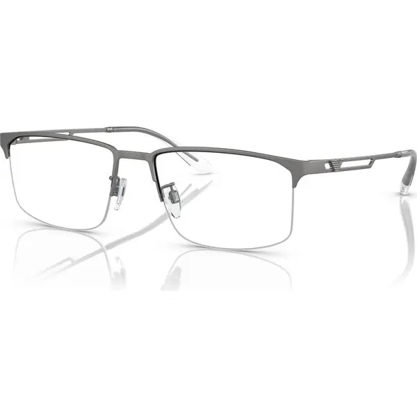 Emporio Armani 55mm Rectangle Half-rim Eyeglasses - Grey