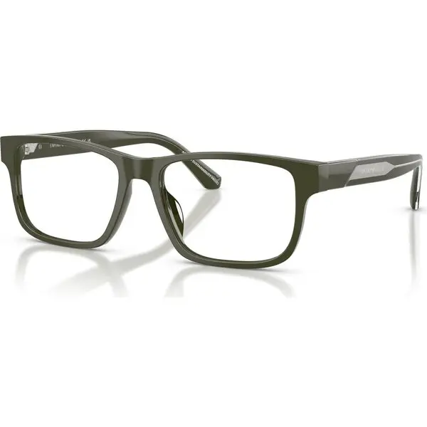 Emporio Armani 56mm Rectangle Full Rim Eyeglasses - Green