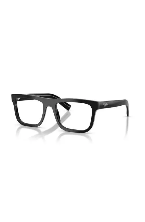 Prada 55mm Rectangle Eyeglasses - Black