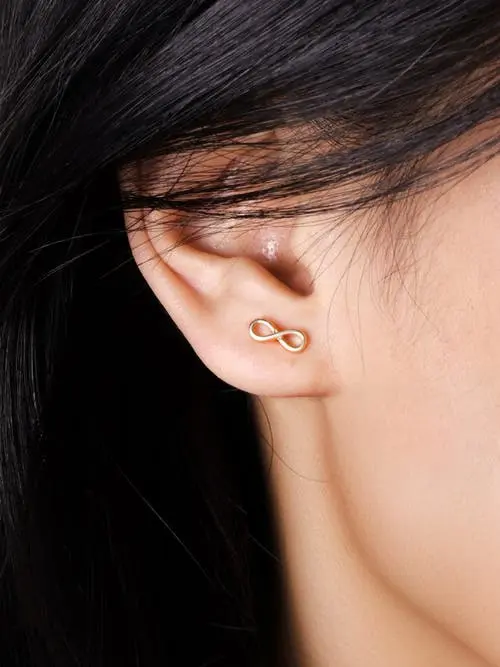 DEVATA Infinity Stud Earrings In 14k Gold