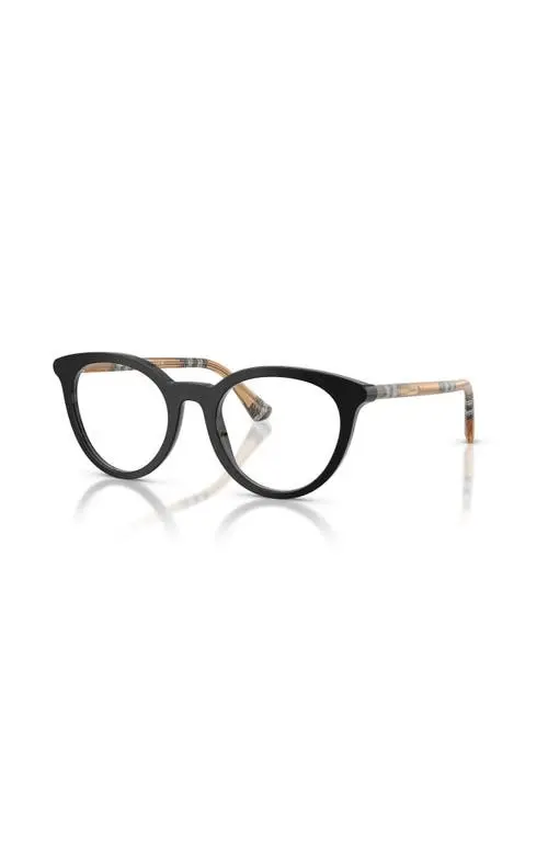 Burberry 50mm Round Full Rim Optical Glasses - Black
