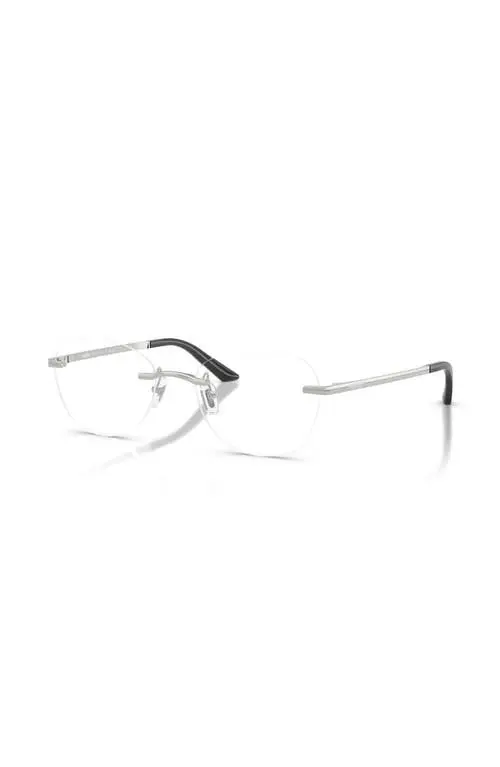 Versace 55mm Irregular Rimless Optical Glasses - Silver