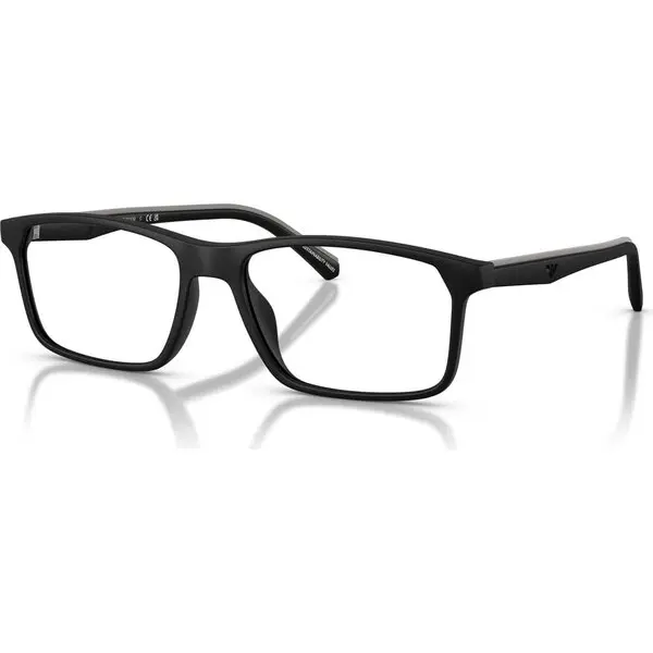 Emporio Armani 56mm Rectangle Eyeglasses - Black