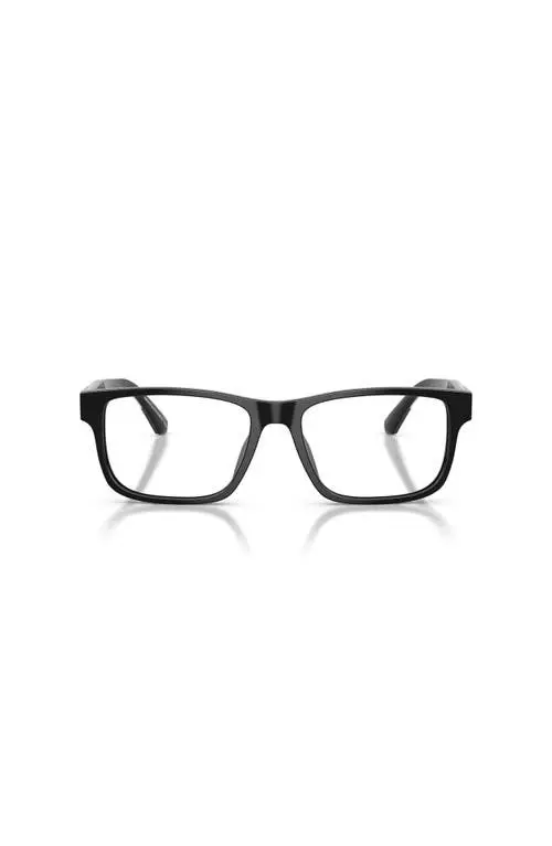 Emporio Armani Rectangle Full Rim Acetate Eyeglasses - Black