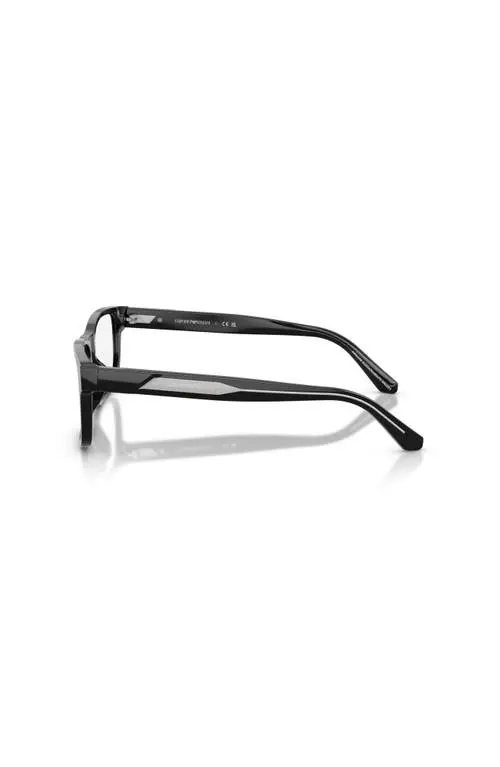 Emporio Armani Rectangle Full Rim Acetate Eyeglasses - Black