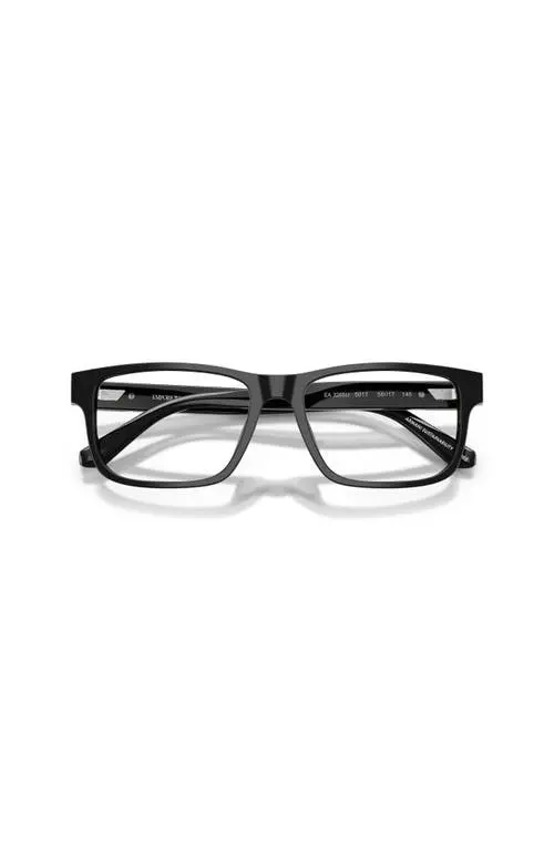 Emporio Armani Rectangle Full Rim Acetate Eyeglasses - Black