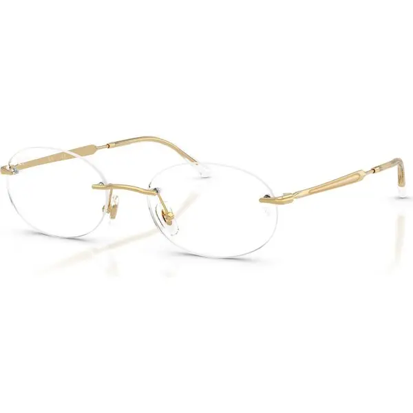 Ray-ban 52mm Oval Rimless Eyeglasses - Gold