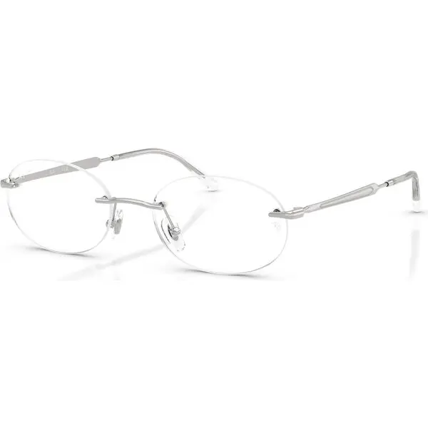 Ray-ban 52mm Oval Rimless Eyeglasses - Silver