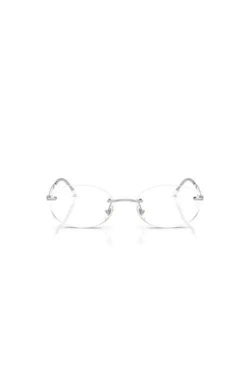 Ray-ban 52mm Oval Rimless Eyeglasses - Silver