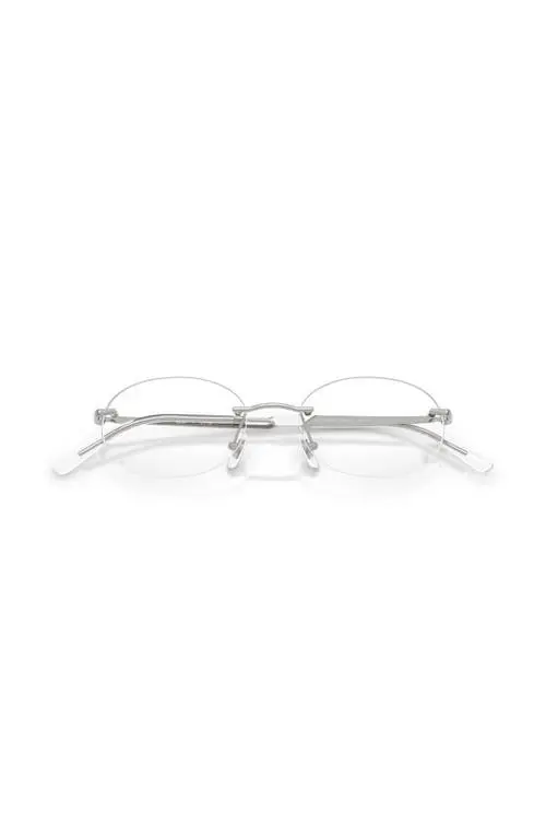 Ray-ban 52mm Oval Rimless Eyeglasses - Silver