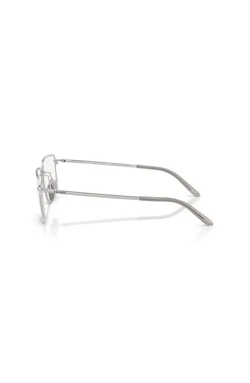 Prada 55mm Rectangle Full Rim Eyeglasses - Silver