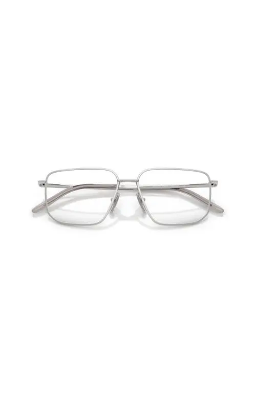 Prada 55mm Rectangle Full Rim Eyeglasses - Silver