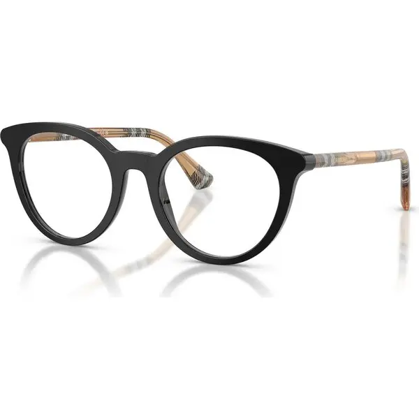 Burberry 48mm Round Full Rim Optical Glasses - Black