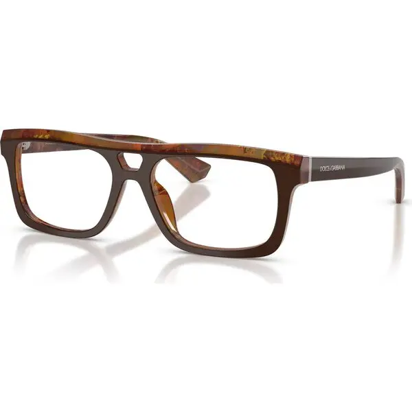 Dolce & Gabbana 56mm Rectangle Optical Glasses - Brown