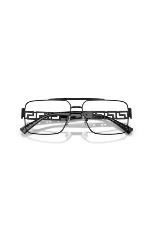Versace 56mm Rectangle Optical Glasses - Black