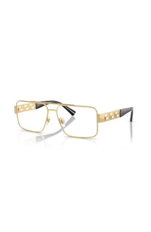 Versace 56mm Rectangle Optical Glasses - Gold