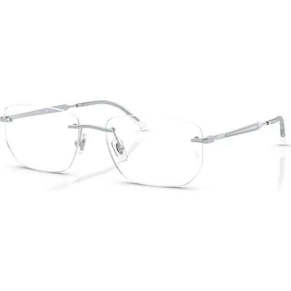 Ray-ban 54mm Irregular Rimless Eyeglasses - Silver