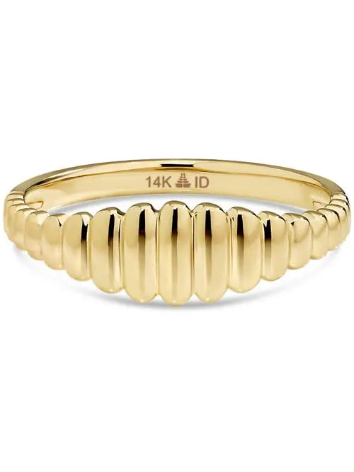 DEVATA Ribbed 14k Gold Ring - Yellow Gold