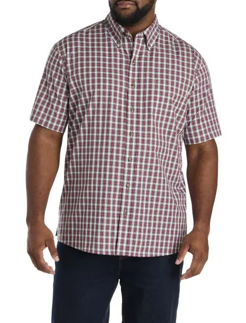 HARBOR BAY BY DXL Big & Tall Ez-care Small Plaid Sport Shirt - Red Multi