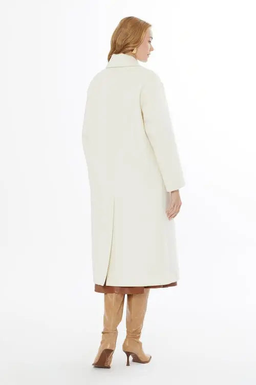 GIZIA Notch Lapel Long Cashmere Coat