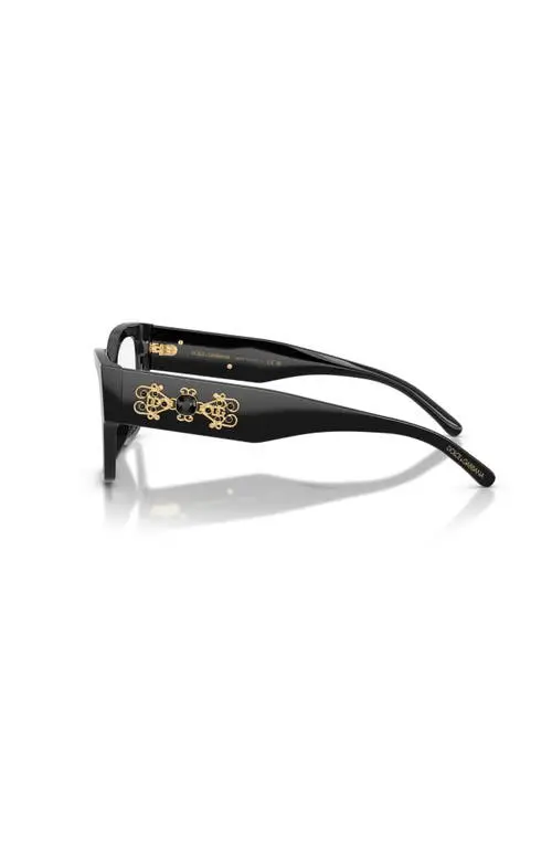 Dolce & Gabbana Butterfly Acetate Eyeglasses With Embellishments - Black