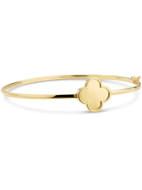 DEVATA Clover Bangle Bracelet In 14k Gold - Yellow Gold