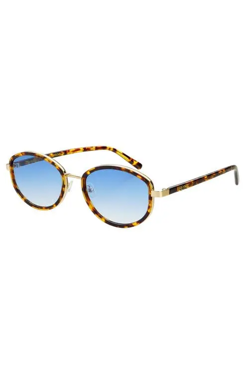 FREYRS EYEWEAR Jordan Oval Frame Sunglasses - Yellow Tortoise/blue