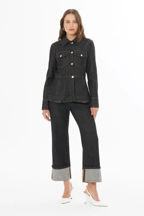 GIZIA Button-front Cotton Blend Jacket