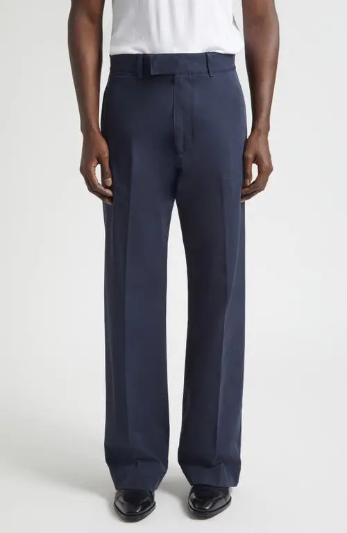 TOM FORD Compact Cotton Drill Wide Leg Pants - Navy