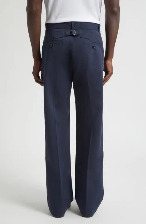 TOM FORD Compact Cotton Drill Wide Leg Pants - Navy