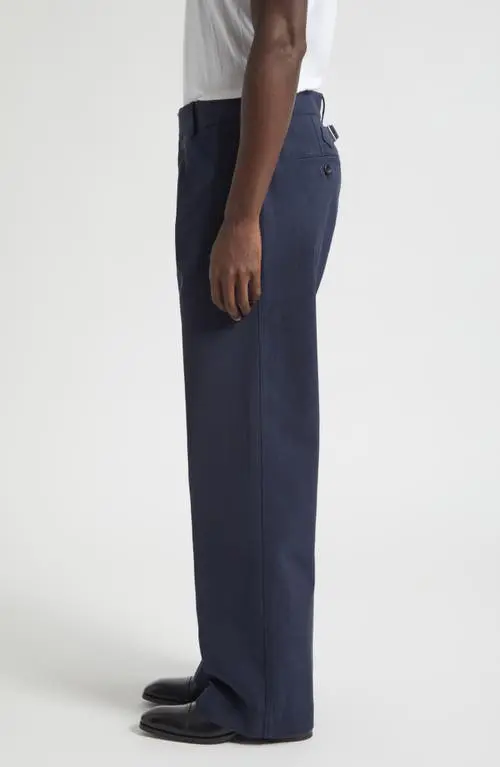 TOM FORD Compact Cotton Drill Wide Leg Pants - Navy