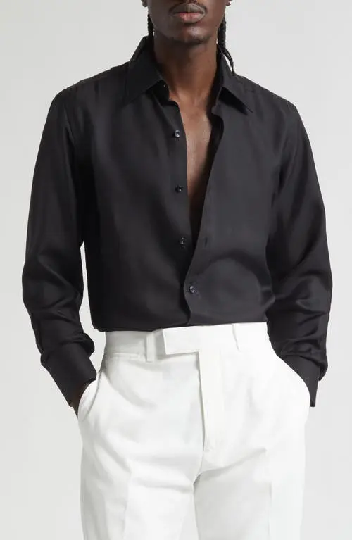 TOM FORD Classic Fit Washed Drapey Twill Button-up Shirt