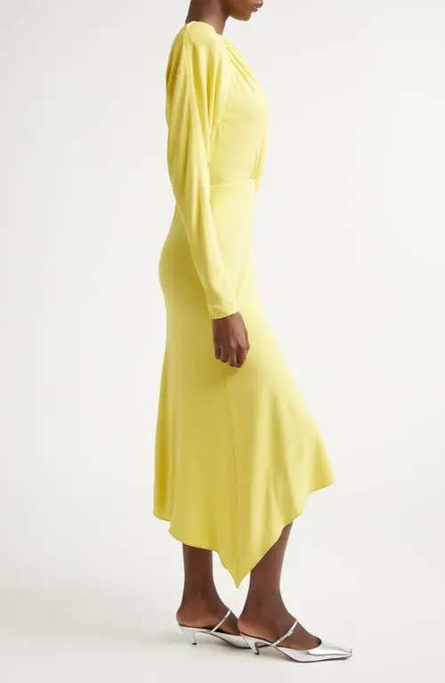 Stella McCartney Gathered Long Sleeve Jersey Midi Dress