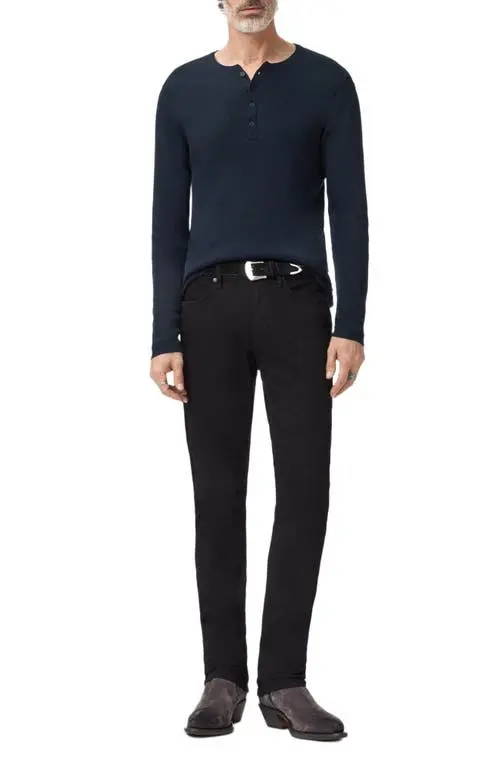 John Varvatos Organic Cotton & Cashmere Ribbed Henley - Navy