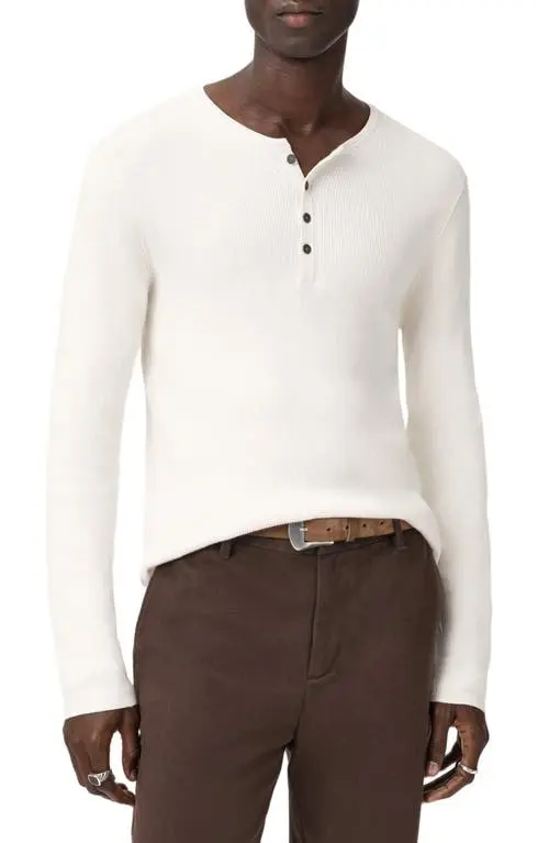 John Varvatos Organic Cotton & Cashmere Ribbed Henley - Salt