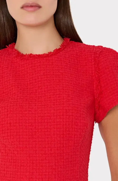 MILLY Samara Bouclé Fit & Flare Mini Dress - Red